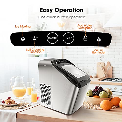 CROWNFUL Nugget Ice Maker Countertop, Makes 26lbs Crunchy ice in 24H, 3lbs Basket at a time, Portable Self-Cleaning Pebble Ice Machine, with Scoop and Basket for Home/Kitchen/Office/Bar