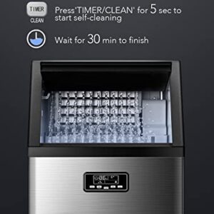 Joy Pebble Ice Maker Commercial,100lbs/24H/4,400pcs, 45 Cubes/Cycle,Ice Size Control,24H Timer,Freestanding Ice Maker Machine Under Counter, Ideal for Restaurants, Bars,Offices and Home Parties