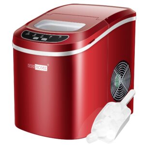 vivohome electric portable compact countertop automatic ice cube maker machine with hand scoop and self cleaning function 26lbs/day red