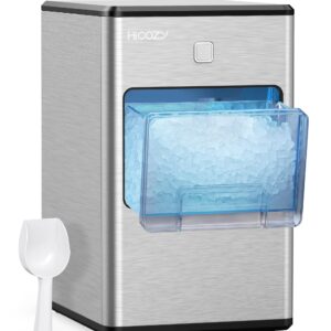 HiCOZY Nugget Ice Makers Countertop, Compact Crushed Ice Maker, Produce Ice in 5 Mins, 55LB Per Day, Self-Cleaning and Automatic Water Refill, Suitable for Home, Office (Black)