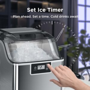 Silonn Compact Nugget Ice Maker，44lbs/Day Pellet Ice Maker Machine with Timer & Self-Cleaning Function, Portable Countertop Ice Maker for Home, Office, Bar, Perfect for Cocktails & Smoothies