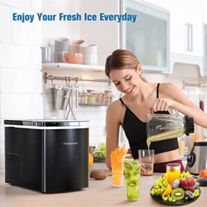 Ice Maker Machine for Countertop, Freezimer 33 lbs/24Hrs, 9 Cubes Ready in 6 Mins Self-Cleaning Electric Ice Machine with Ice Scoop and Basket for Home Kitchen Bar Party - Black