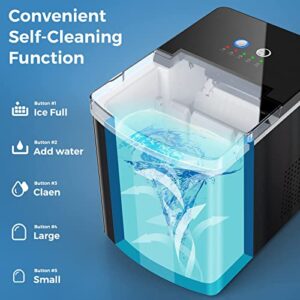 Ice Maker Machine for Countertop, Freezimer 33 lbs/24Hrs, 9 Cubes Ready in 6 Mins Self-Cleaning Electric Ice Machine with Ice Scoop and Basket for Home Kitchen Bar Party - Black