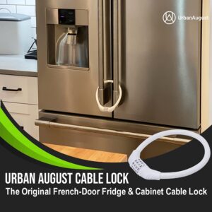 Urban August Original Fridge Lock: Multi-Functional Cable Combination Lock, for French-Door Refrigerators and Cabinets (Two Pack White)