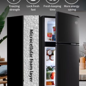 KRIB BLING 3.5 Cu.Ft Compact Refrigerator Mini Fridge with Freezer,7 Level Adjustable Thermostat Removable Shelves Small Refrigerator for Office Dorm Apartment Black