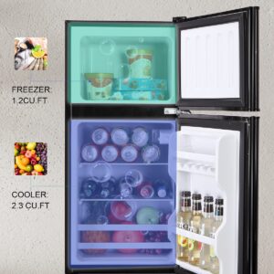 KRIB BLING 3.5 Cu.Ft Compact Refrigerator Mini Fridge with Freezer,7 Level Adjustable Thermostat Removable Shelves Small Refrigerator for Office Dorm Apartment Black