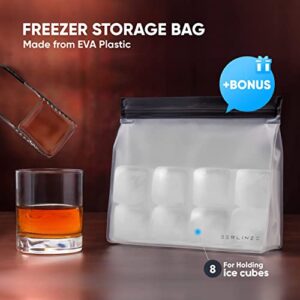 BERLINZO Premium Clear Ice Cube Maker - Whiskey Ice Ball Maker Mold Large 2 Inch - Crystal Clear Ice Maker Sphere - Clear Ice Ball Maker with Storage Bag - Clear Ice Mold for Cube Ice Maker