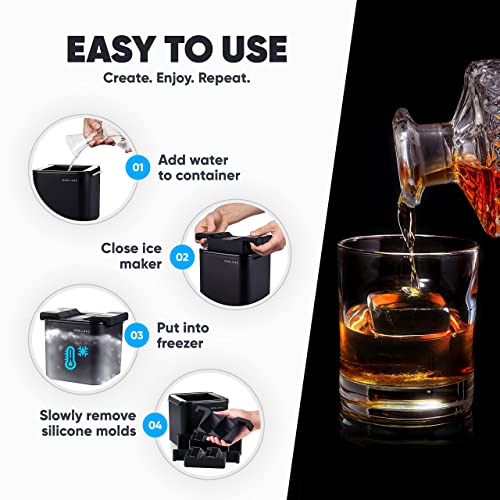 BERLINZO Premium Clear Ice Cube Maker - Whiskey Ice Ball Maker Mold Large 2 Inch - Crystal Clear Ice Maker Sphere - Clear Ice Ball Maker with Storage Bag - Clear Ice Mold for Cube Ice Maker