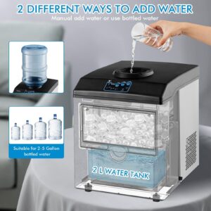 KOTEK 2 in 1 Countertop Ice Maker Machine with Water Cooler Dispenser Combo, 48LBS/24H, S-M-L 3 Sizes Bullet Ice, Fast 6 Mins, 5LBS Ice Storage Basket, 2 Ways to Add Water with Ice Scoop