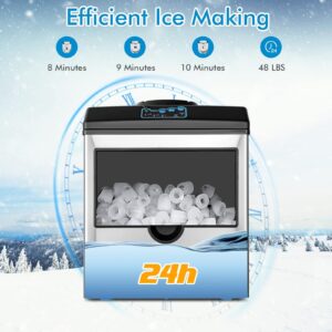 KOTEK 2 in 1 Countertop Ice Maker Machine with Water Cooler Dispenser Combo, 48LBS/24H, S-M-L 3 Sizes Bullet Ice, Fast 6 Mins, 5LBS Ice Storage Basket, 2 Ways to Add Water with Ice Scoop