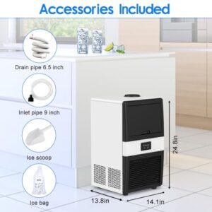 LifePlus Ice Maker Commercial - 70lbs/24H Ice Machine 32 Ice Cubes in 11-20 Minutes, Freestanding Cabinet Ice Maker with 13 Lbs Storage Bin, 2 Ways Add Water for Bar Home Office Restaurant