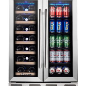 Kalamera Wine and Beverage Refrigerator, 24 inch Wine Fridge Dual Zone Hold 20 Bottles and 78 Cans, Digital Touch Control, Built-In or Freestanding