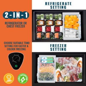 WANAI Chest Freezer Small Deep Freezers Top Door with Removable Basket Mini Compact Freezer 7 Temperature Control Energy Saving for Home Kitchen Office Dorm Apartment Black