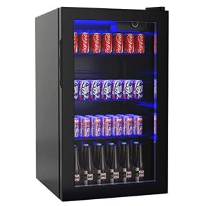 arlime mini fridge, drink cooler, 120 can, beverage refrigerator with glass door, removable shelves for soda beer wine, small drink refrigerator for bedroom, office, home kitchen, bar, 3.2 cu. ft.