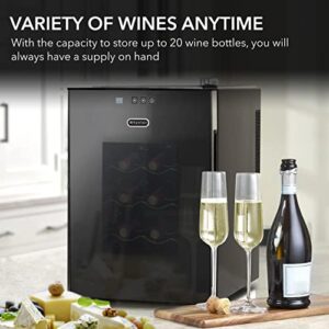 Whynter WC-201TDa Thermoelectric Wine Fridge, Freestanding Wine Cooler Refrigerator With Glass Door, Gray, 20 Bottle Capacity