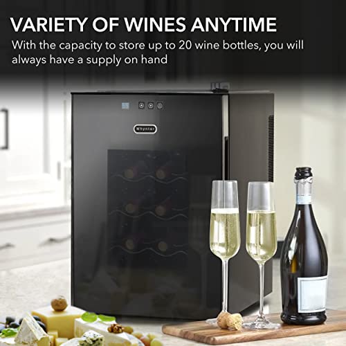 Whynter WC-201TDa Thermoelectric Wine Fridge, Freestanding Wine Cooler Refrigerator With Glass Door, Gray, 20 Bottle Capacity