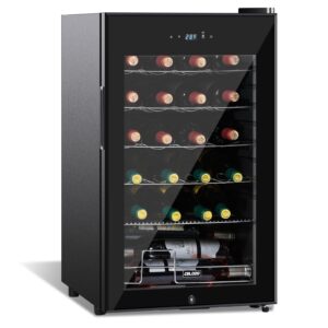 colozo 17 inch wine cooler refrigerators freestanding under counter compact bar beverage fridge 24 bottle countertop double-layer tempered glass door wine cellars with professional compressor