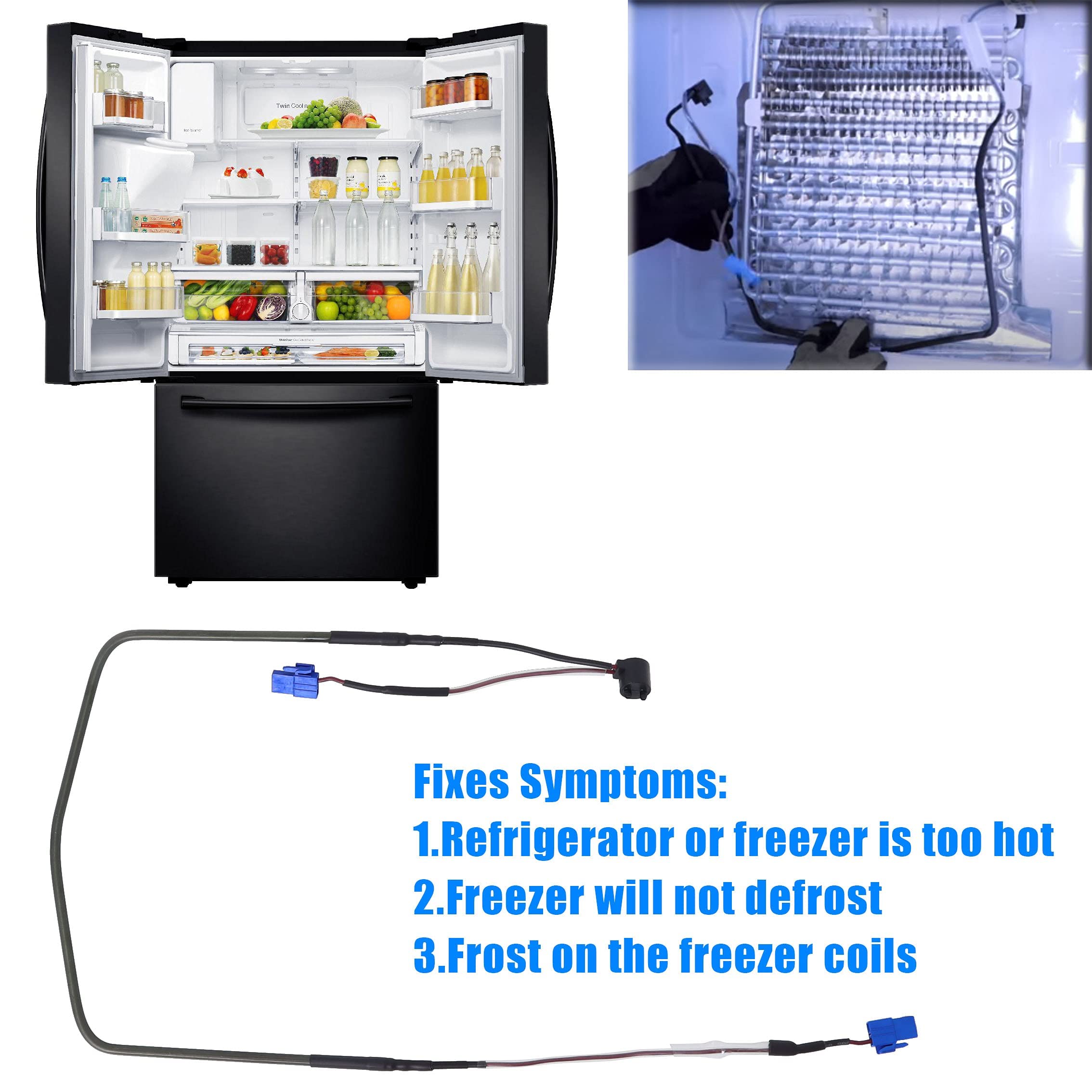 DA47-00244U Defrost Heater Assembly with DA61-06796A Refrigerator Clip Drain Evaporator by Wadoy, PS9603659 Heater Metal Sheath Compatible with Samsung RF23HCEDBBC/AA, RF23HCEDBSG/AA, RF23HCEDBSR/AA