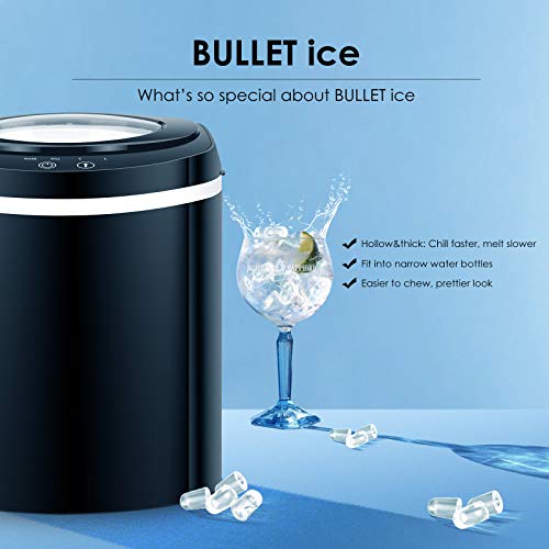 TRUSTECH Ice Makers Countertop, 9 Cubes Ready in 6 Mins, 26lbs in 24Hrs, Self-Cleaning Ice Machine with Ice Scoop and Basket, 2 Sizes of Bullet Ice for Home Kitchen Office Bar Party