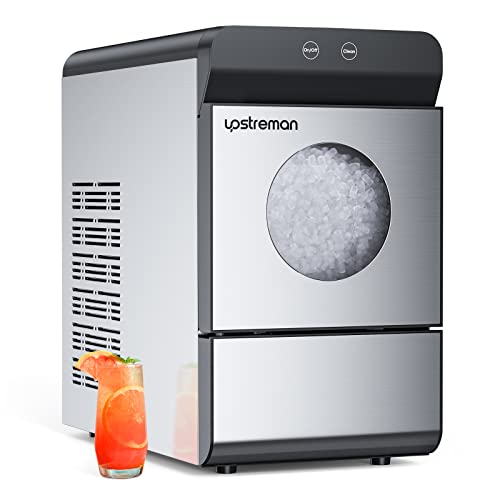 Upstreman X90 Pro Nugget Ice Maker - 33Lbs/Day, Self-Cleaning, 6 ICE Cubes in 15 Mins, 2 Water Refill, Countertop Under Cabinet for Home/Office/Bar