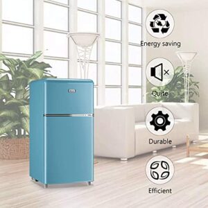 WANAI Compact Refrigerator 3.5Cu.Ft Classic Retro Refrigerator 2 Door Mini Refrigerator Adjustable Remove Glass Shelves Refrigerator Suitable for Dorm Garage and Office