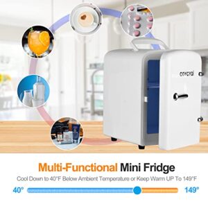 COYCYQI Mini Fridge for Skincare, 4L/6 Can Small Personal Beauty Cooler and Warmer, Portable USB Refrigerator for Bedroom, Makeup, Beverage, Home, Ravel (White)