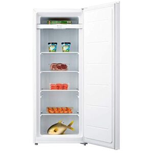 Koolatron KTUF196 Compact Garage-Ready Upright Freezer with 7.0 Cubic Feet Capacity, Space-Saving Slim Design for Home, Apartment, Condo, Cabin, Basement-White, Standard