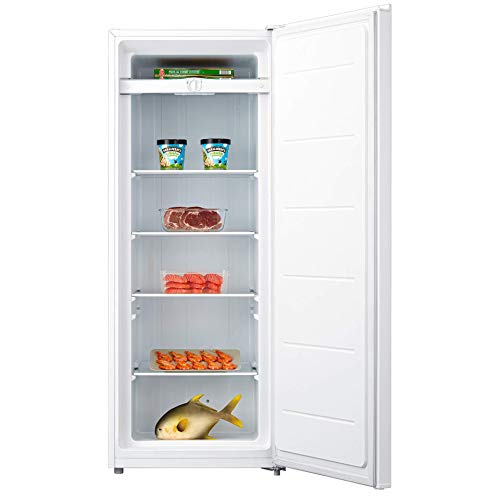 Koolatron KTUF196 Compact Garage-Ready Upright Freezer with 7.0 Cubic Feet Capacity, Space-Saving Slim Design for Home, Apartment, Condo, Cabin, Basement-White, Standard