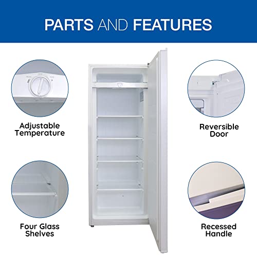 Koolatron KTUF196 Compact Garage-Ready Upright Freezer with 7.0 Cubic Feet Capacity, Space-Saving Slim Design for Home, Apartment, Condo, Cabin, Basement-White, Standard