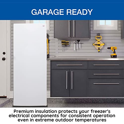 Koolatron KTUF196 Compact Garage-Ready Upright Freezer with 7.0 Cubic Feet Capacity, Space-Saving Slim Design for Home, Apartment, Condo, Cabin, Basement-White, Standard