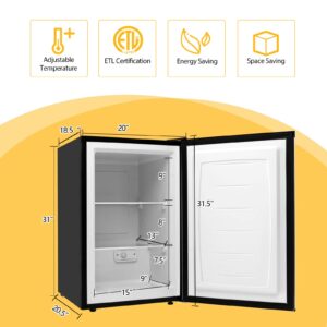 KOTEK 3.0 Cu.Ft Compact Mini Freezer, Upright Small Freezer w/Reversible Single Stainless Steel Door, 7 Grade Adjustable Thermostat, Freestanding Small Freezer for Home, Office, Apartment