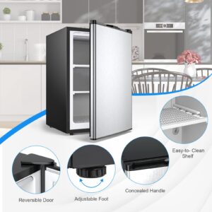 KOTEK 3.0 Cu.Ft Compact Mini Freezer, Upright Small Freezer w/Reversible Single Stainless Steel Door, 7 Grade Adjustable Thermostat, Freestanding Small Freezer for Home, Office, Apartment