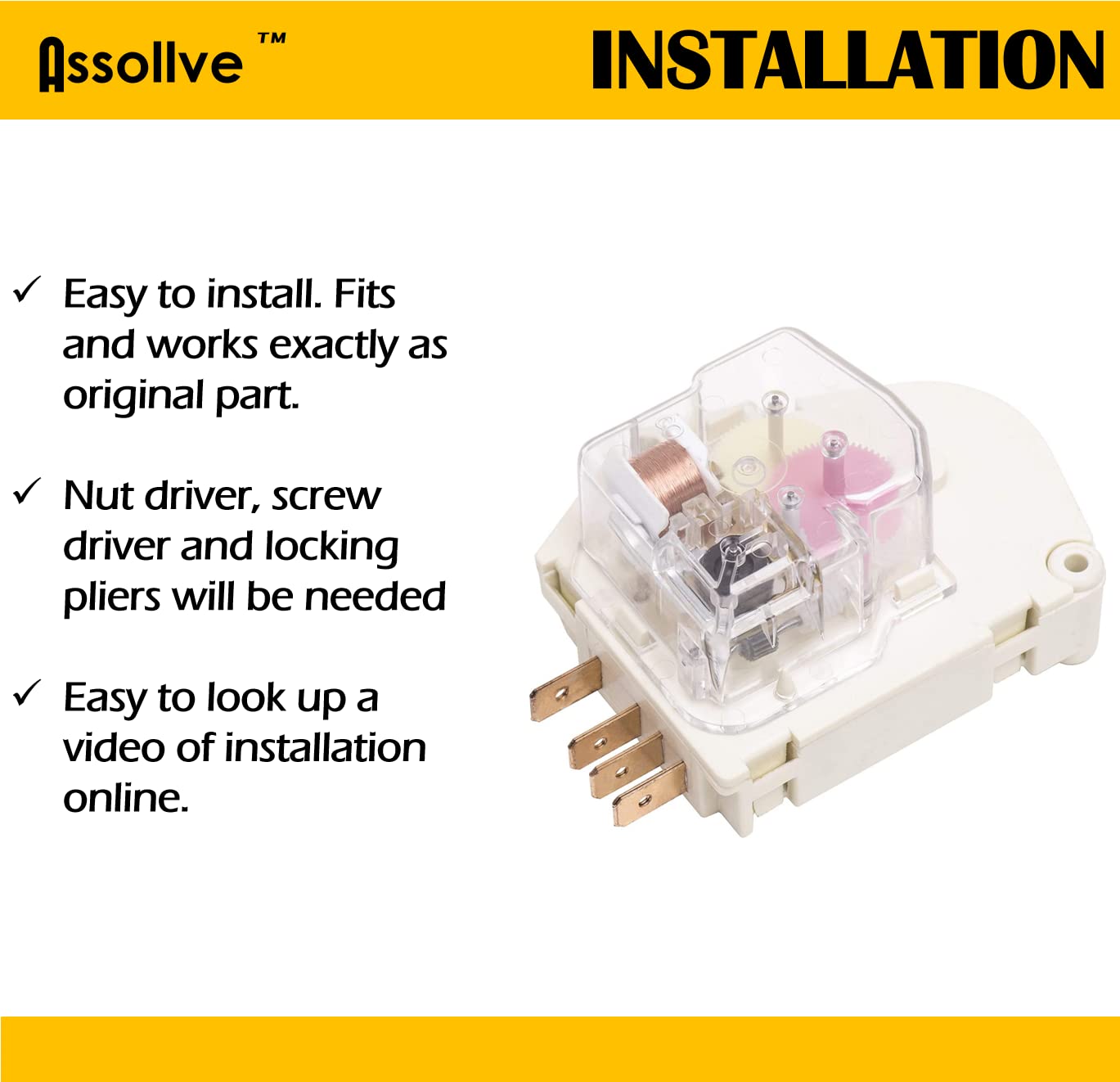 Assollve 2 PACKS 215846602 Refrigerator Defrost Timer Replacement Part Compatible with 215846606 240371001 241621501 AP2111929 PS423801 and more