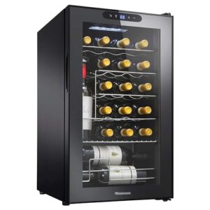 wine enthusiast 24-bottle compressor wine cooler with upright bottle storage - freestanding wine refrigerator with digital touchscreen and led temperature display