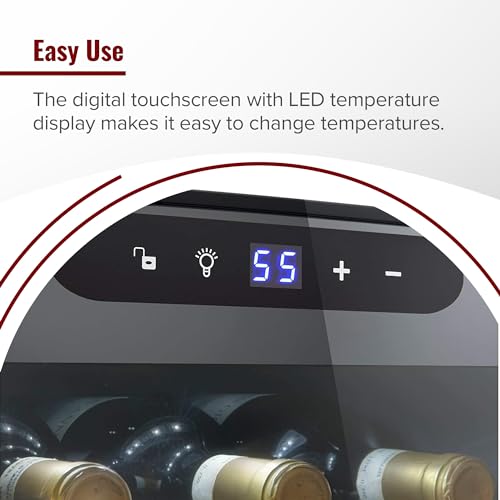 Wine Enthusiast 24-Bottle Compressor Wine Cooler with Upright Bottle Storage - Freestanding Wine Refrigerator with Digital Touchscreen and LED Temperature Display