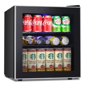 havato mini fridge-80can beverage refrigerator soda or beer, independent transparent glass small drink dispenser for home and bar, beverage refrigerator electronic temperature control,2.4cu.ft,black