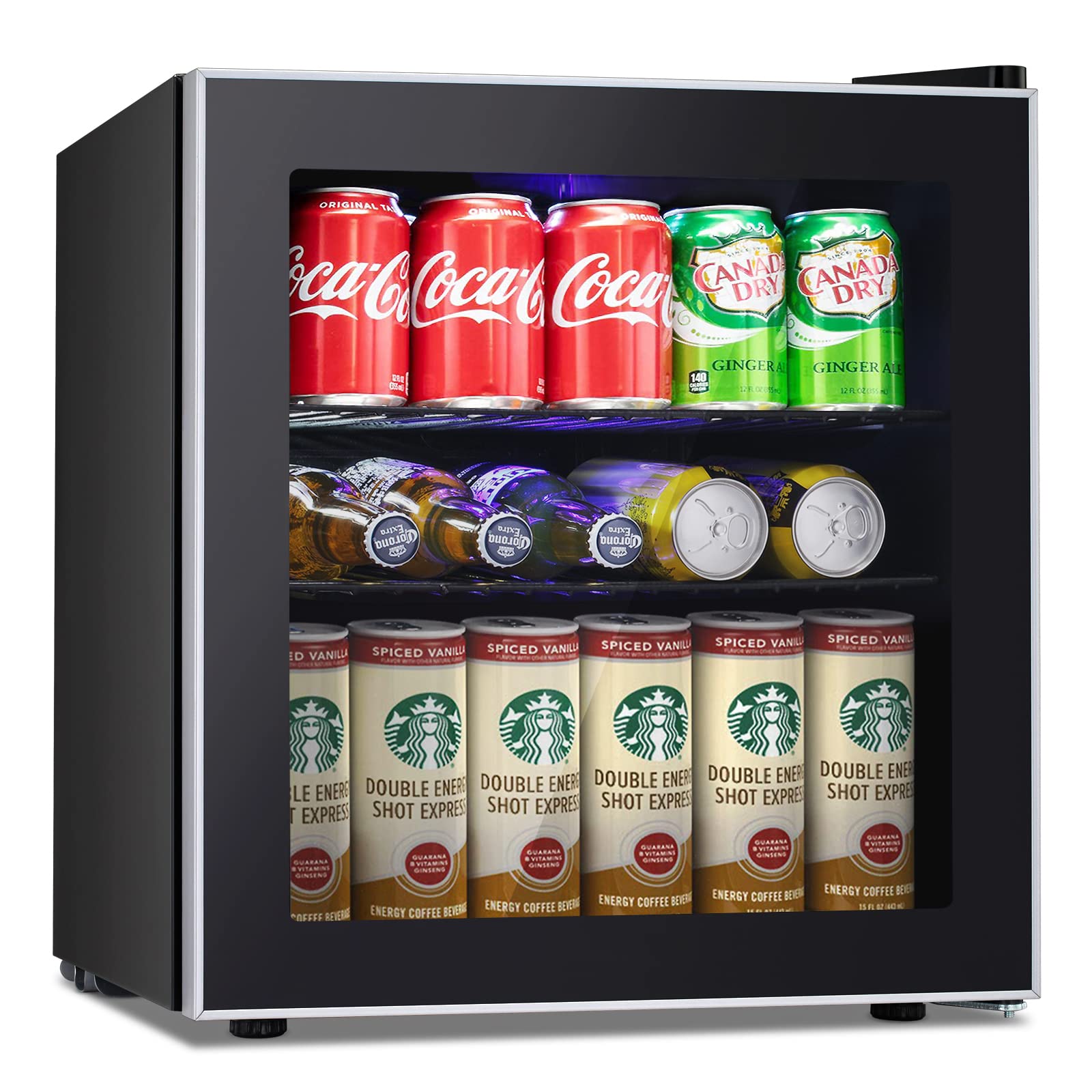 Havato Mini Fridge-80Can Beverage Refrigerator Soda or Beer, Independent Transparent Glass Small Drink Dispenser For Home and Bar, Beverage Refrigerator Electronic Temperature Control,2.4cu.Ft,Black