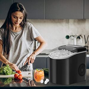 Ice Maker Machine Countertop, Portable Ice Maker with 26lbs/24Hrs, 9 Cubes Ready in 7 Minutes, Self Cleaning, Transparent Window, LifePlus Ice Cube Maker for Home Kitchen Office Bar