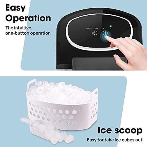 Ice Maker Machine Countertop, Portable Ice Maker with 26lbs/24Hrs, 9 Cubes Ready in 7 Minutes, Self Cleaning, Transparent Window, LifePlus Ice Cube Maker for Home Kitchen Office Bar