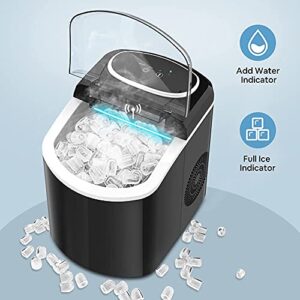 Ice Maker Machine Countertop, Portable Ice Maker with 26lbs/24Hrs, 9 Cubes Ready in 7 Minutes, Self Cleaning, Transparent Window, LifePlus Ice Cube Maker for Home Kitchen Office Bar