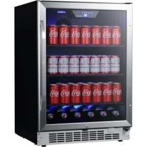 edgestar cbr1502sg 24 inch wide 142 can built-in beverage cooler with tinted door