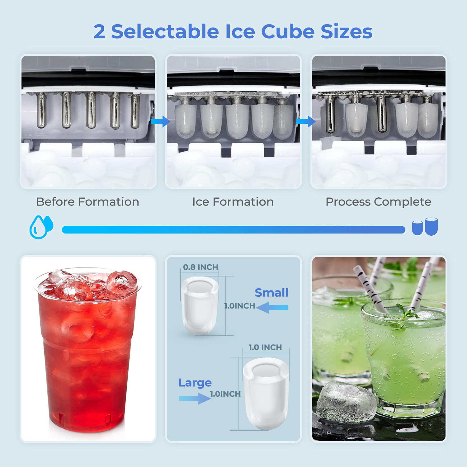 Ice Maker Machine for Countertop, Dreamiracle Ice Cubes Ready in 6 Mins, 33 lbs Ice in 24 H, Self-cleaning Ice Machine, Electric Ice Maker Stainless Steel