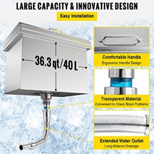 VEVOR Drop in Ice Chest 20''L x 14''W x 13''H Drop in Cooler Stainless Steel with Hinged Cover Bar Ice Bin 36.3 qt Drain-Pipe and Drain Plug Included for Cold Wine Beer