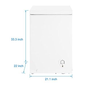 SMETA Deep Freezer Small 4.0 Cubic Feet, Chest Freezer Garage Outdoor Freezers, Freezer Chest Mini Thermostat Control, Compact Freezer for Apartment, Office, Kitchen with Flip-Up Lid, White