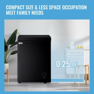 Chest Freezer 3.5 Cubic Small Deep Freezer with Top Open Door,Deep Freezer with Removable Storage Basket, 7 Gears Temperature Control, Energy Saving, for Office Dorm or Apartment