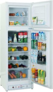 smeta 110v/gas propane refrigerator fridge up freezer propane fridge large storage for off grid garage ready refrigerator, 9.4 cu.ft, white