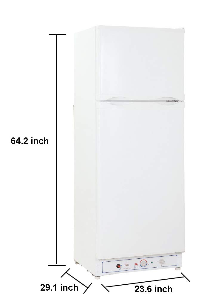 SMETA 110V/Gas Propane Refrigerator Fridge Up Freezer Propane Fridge Large Storage for Off Grid Garage Ready Refrigerator, 9.4 Cu.Ft, White