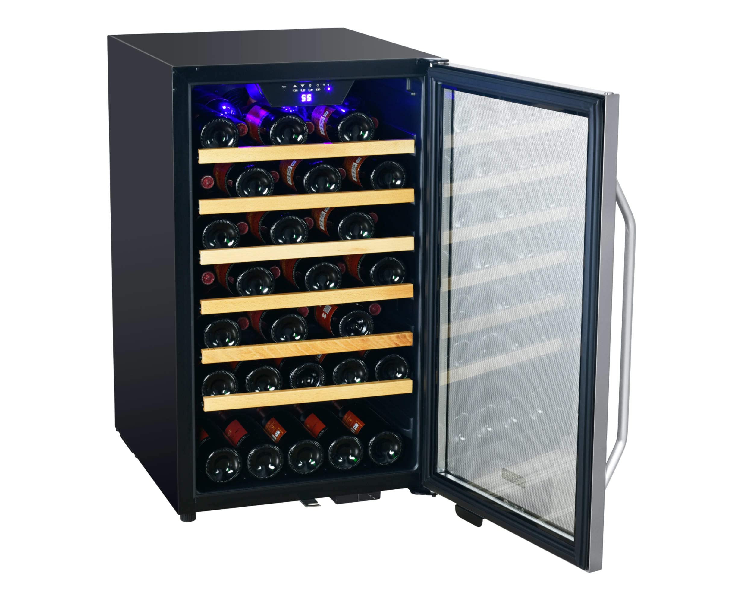 EdgeStar CWF440SZ 20 Inch Wide 44 Bottle Capacity Free Standing Wine Cooler with Reversible Door and LED Lighting