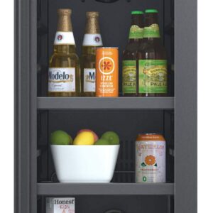 Avallon ABR151BLSS 15 Inch Wide 86 Can Capacity Beverage Center with LED Lighting and Double Pane Glass