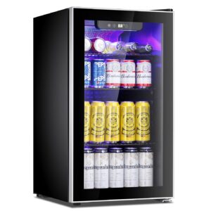 antarctic star beverage refrigerator cooler, 100 can mini fridge glass door for soda beer or wine glass door small drink dispenser adjustable clear front for home, office or bar, 3.1cu.ft.…